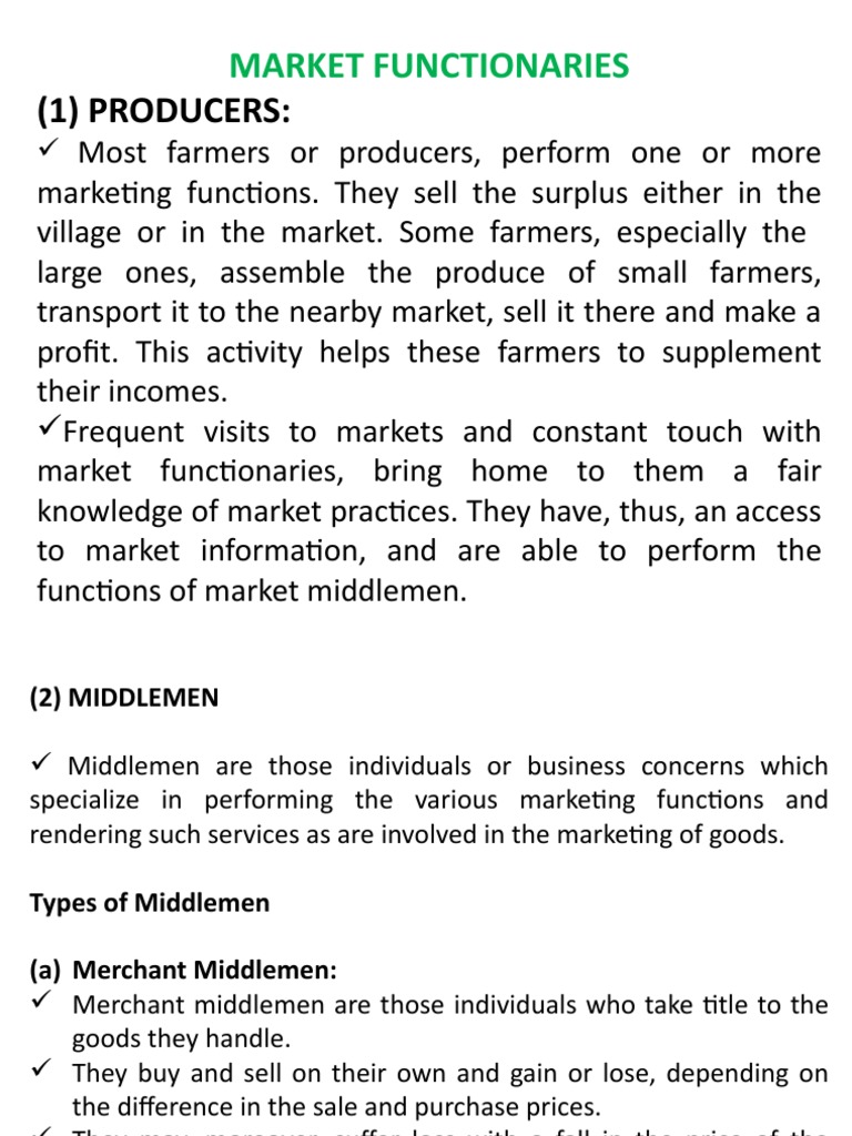 Understanding Market Functionaries | PDF | Sales | Market (Economics)