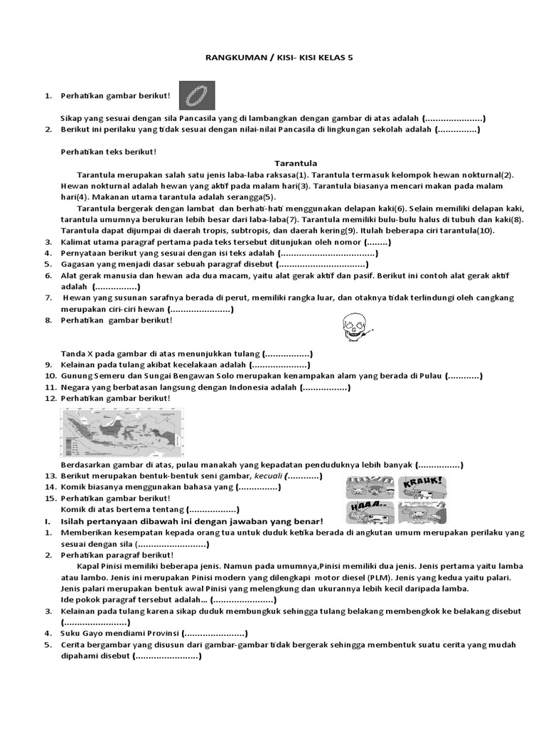 Kisi2 Soal Tema 1 | PDF