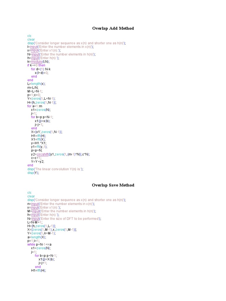 Overlap Add Method: Input Input Input Input Modulo | PDF | Teaching ...