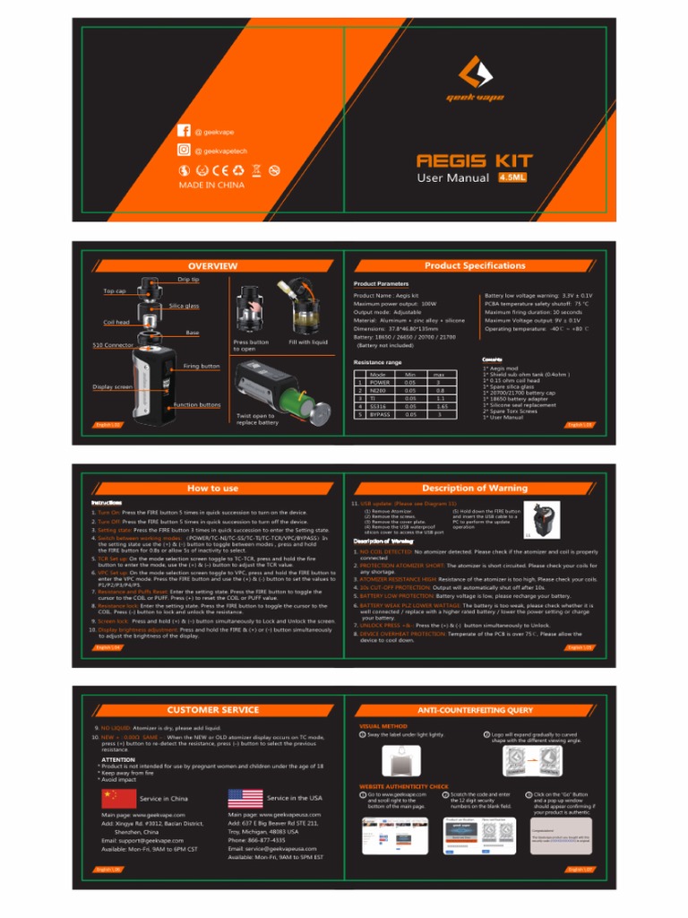 1 Geekvape Aegis User Manual | PDF