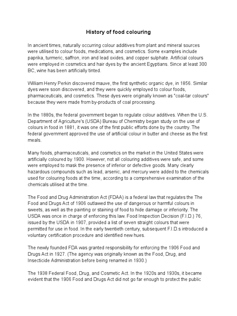 Food Colouring | PDF | Federal Food | Cosmetics