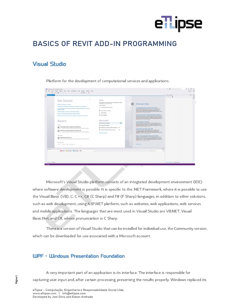 Basics of Revit Add-In Programming: Visual Studio | PDF | Microsoft Visual Studio | Extensible ...