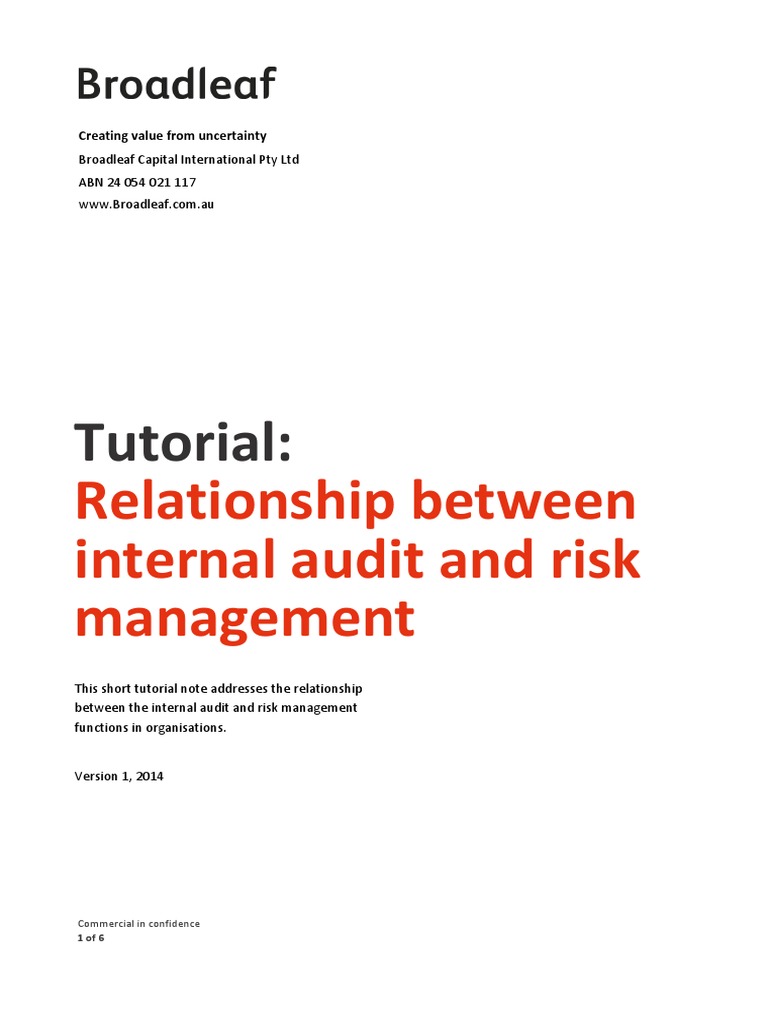 Tutorial:: Relationship Between Internal Audit and Risk Management ...