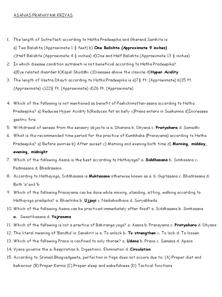 MCQ - Yoga Apmb | PDF