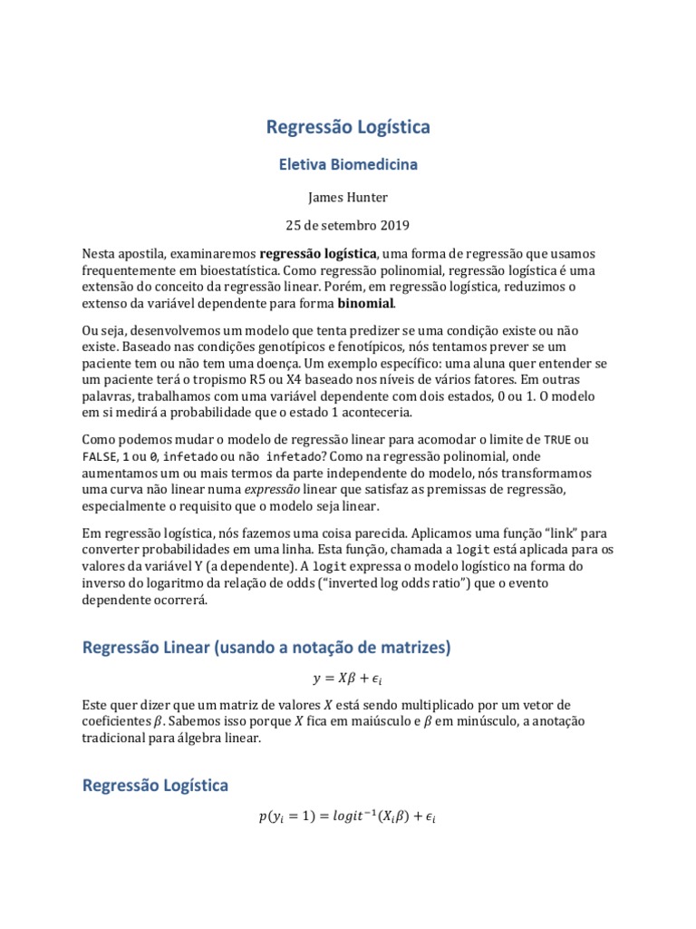 Regressão Logística | PDF | Regressão logística | Probabilidade