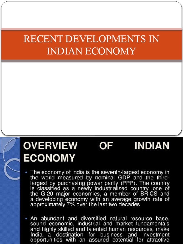 Recent Developments in India | PDF | Gross Domestic Product | Economic ...