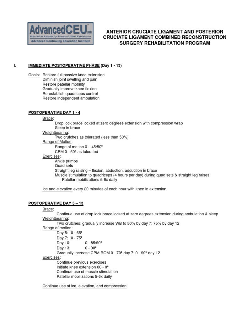 ACL-PCL Protocol | PDF | Knee | Anatomical Terms Of Motion