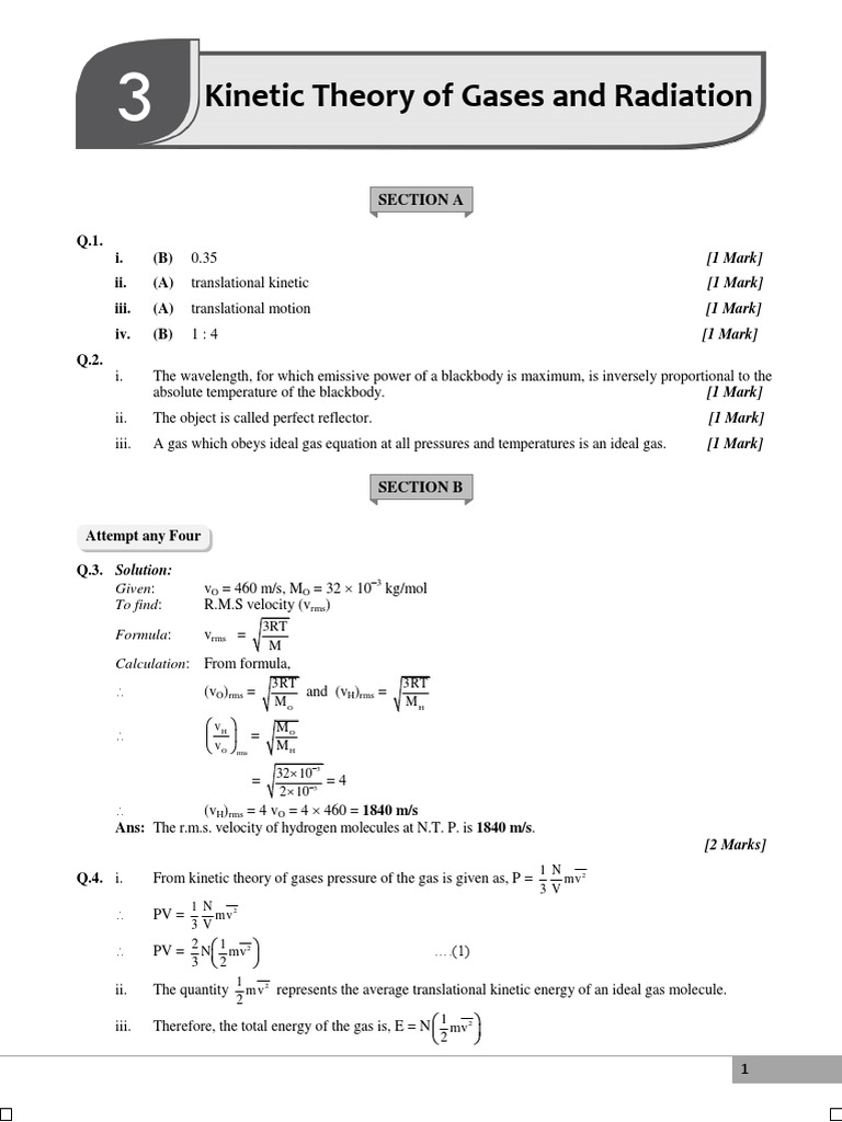 Kinetic Theory of Gases | PDF | Gases | Momentum