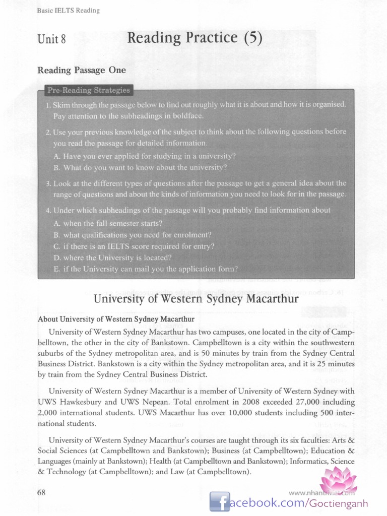 Reading Practice (5) : Unit 8 | PDF | University And College Admission ...