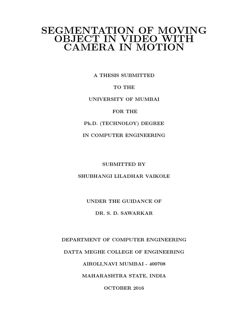 Segmentation of Moving Objects in Videos Captured with a Moving Camera ...