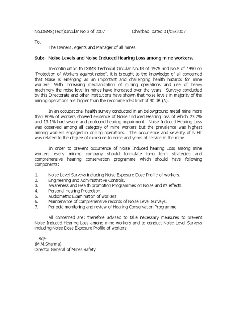 DGMS (Tech) Circular No 3 | PDF