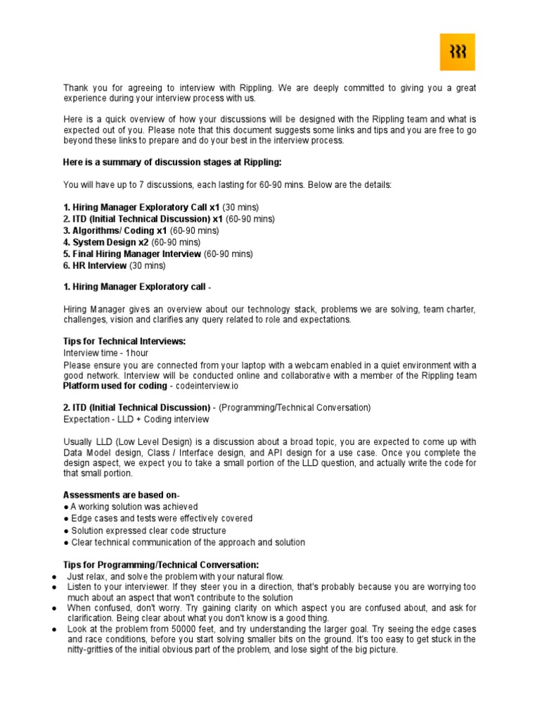 Rippling - Interview Preparation Document (SR Software Engineer) | PDF | Computer Programming ...