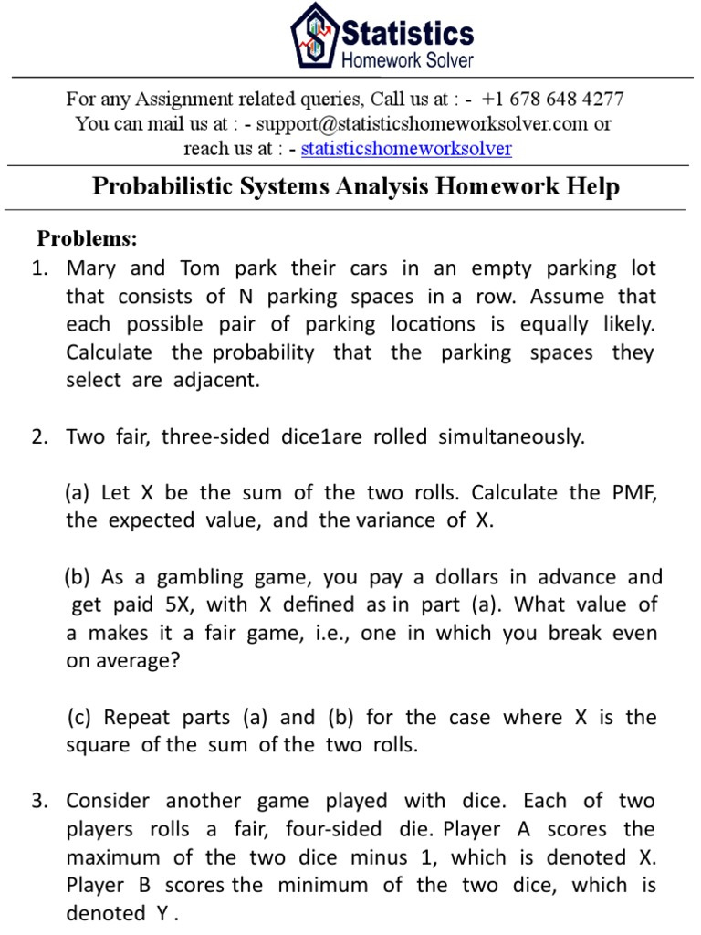 Probabilistic Systems Analysis Homework Help | PDF | Variance | Expected Value