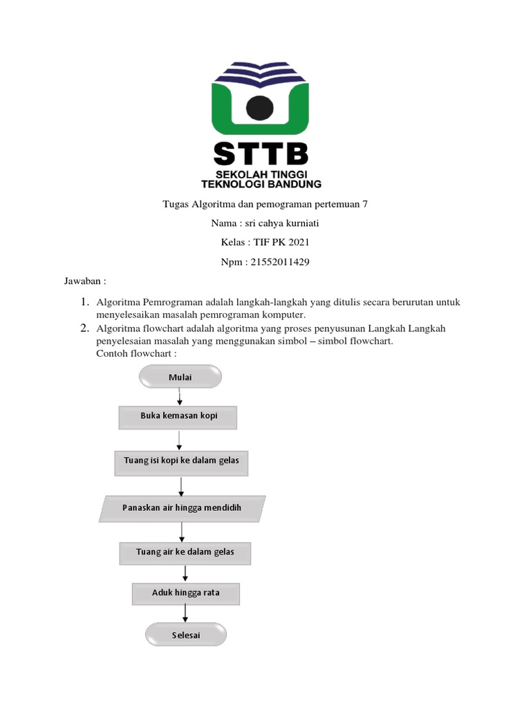 Tugas Algoritma Dan Pemograman Pertemuan 7 Nama: Sri Cahya Kurniati ...