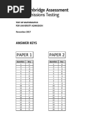 TMUA 2018 Answer Keys | PDF