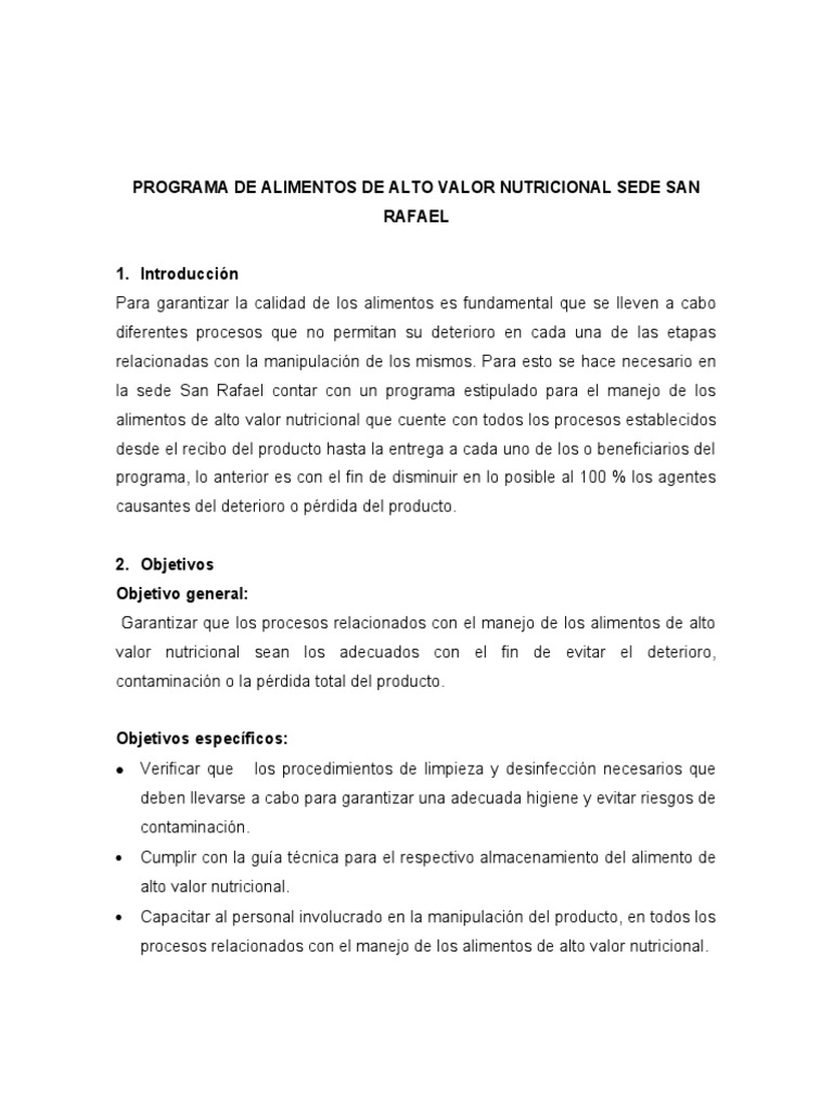 Programa Aavn | PDF | Alimentos | Agua