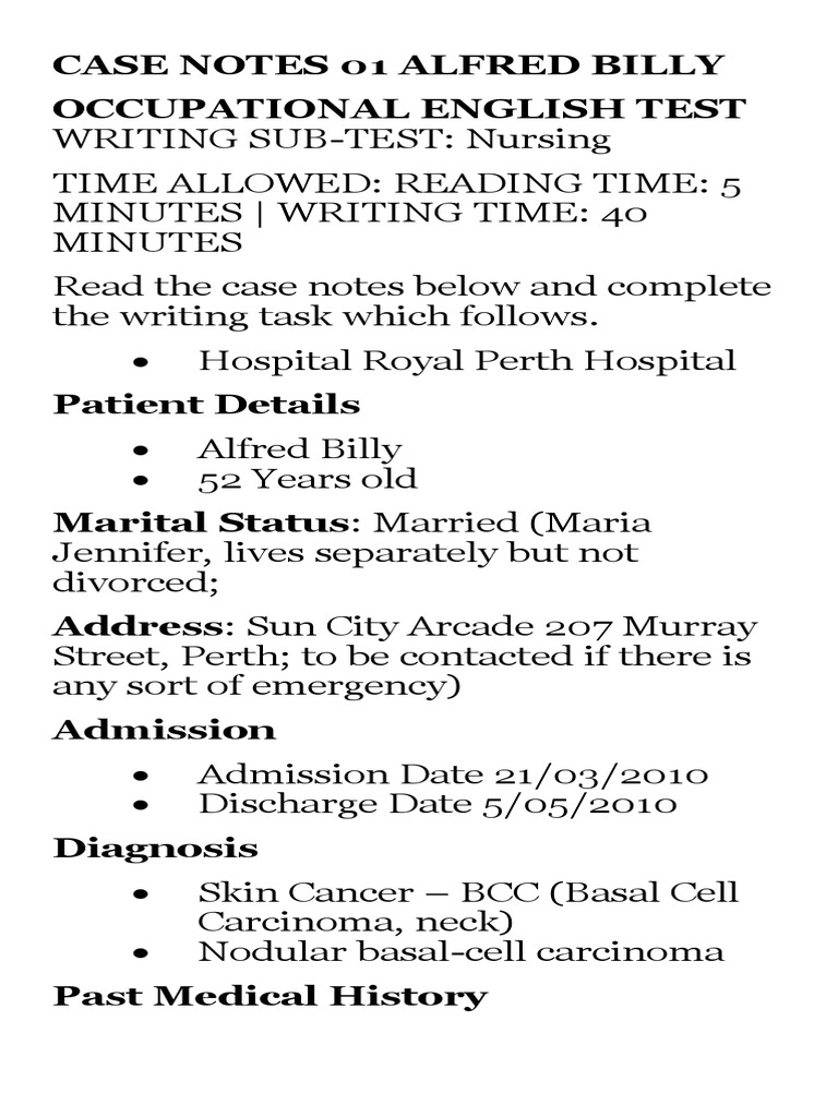 OET Writing 60 Case Notes Mobile Version | PDF | Physical Therapy ...