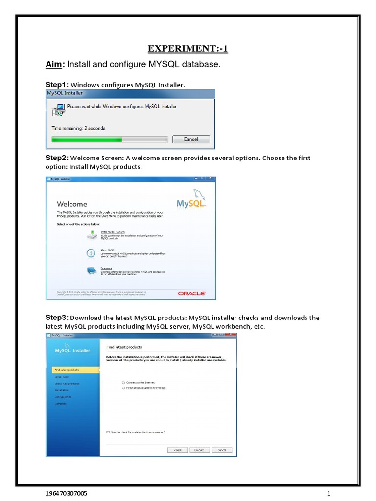 Experiment:-1: Install and Configure MYSQL Database | PDF | My Sql | Superuser