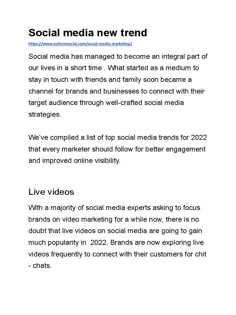 Social Media New Trend | PDF | Business
