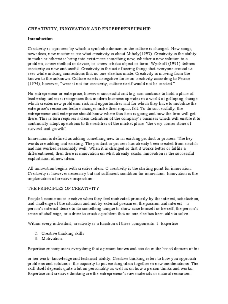 Unit 2 - Creativity | PDF | Entrepreneurship | Creativity