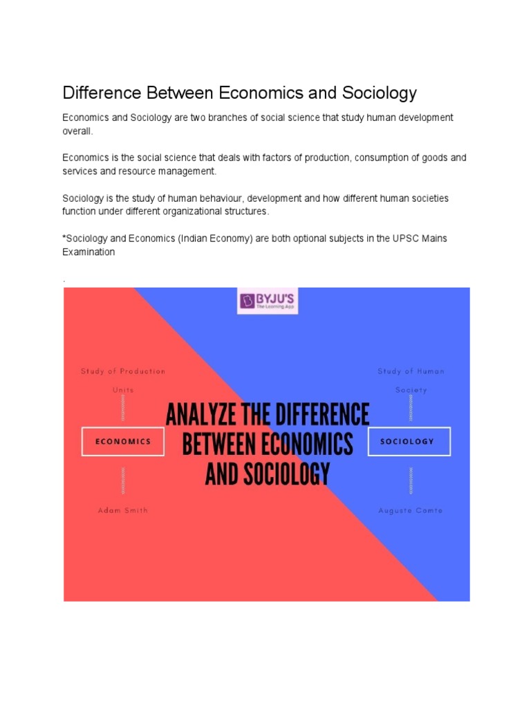 Economics vs Sociology Explained | PDF | Economics | Sociology