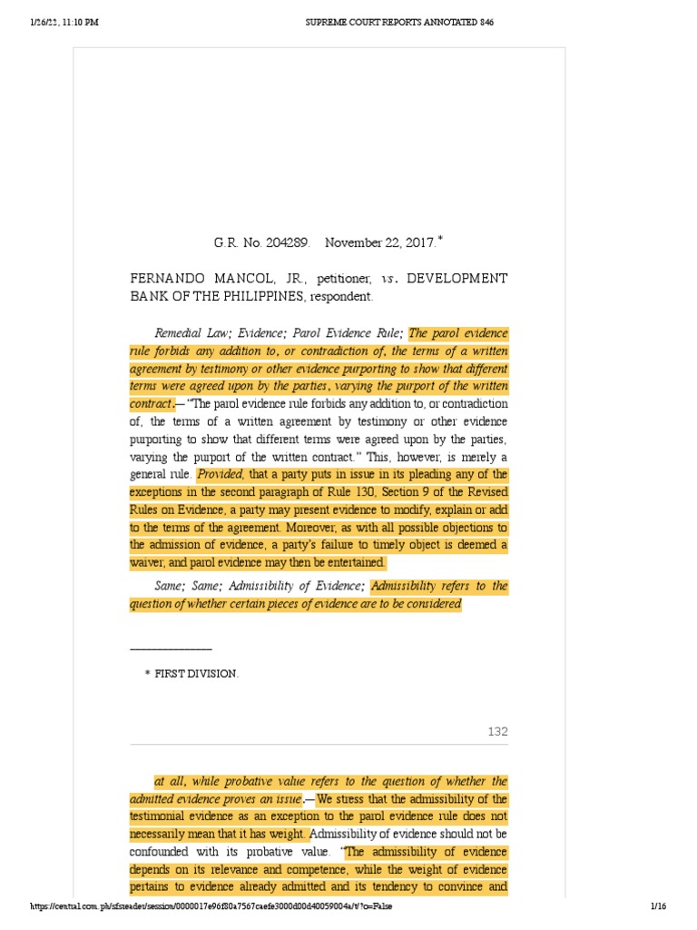 A.3. Mancol, JR v. Development Bank of The Philippines | PDF | Evidence ...