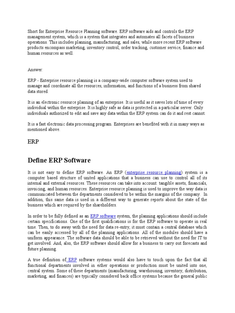 Defining ERP Software: A Comprehensive Look at Enterprise Resource ...