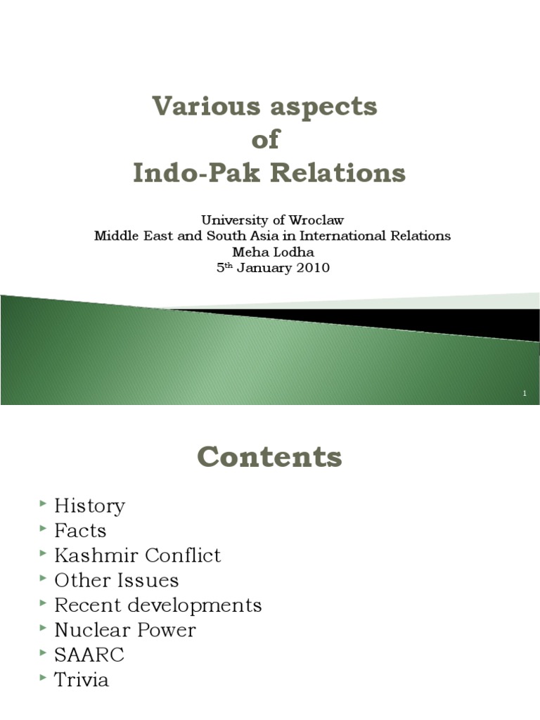 Overview of India-Pakistan Relations | PDF | India–Pakistan Relations ...