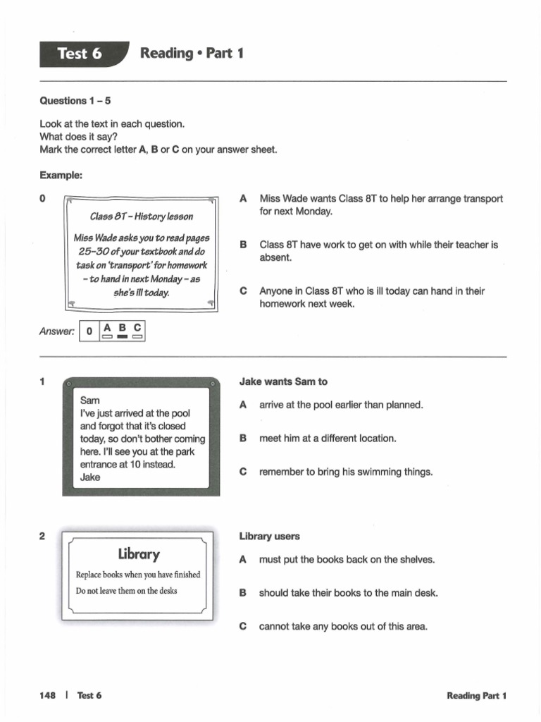 Test 6: Reading - Part 1 | PDF