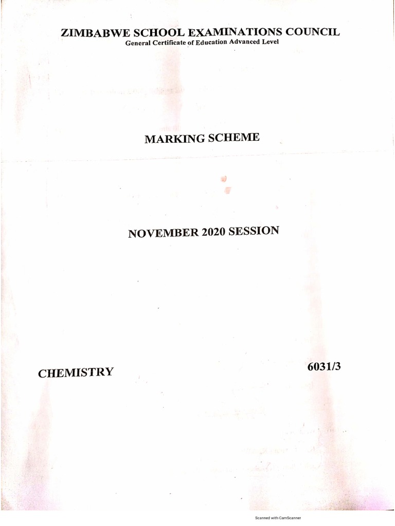 Zimsec P3 MS A Level Chem Nov 2020 | PDF