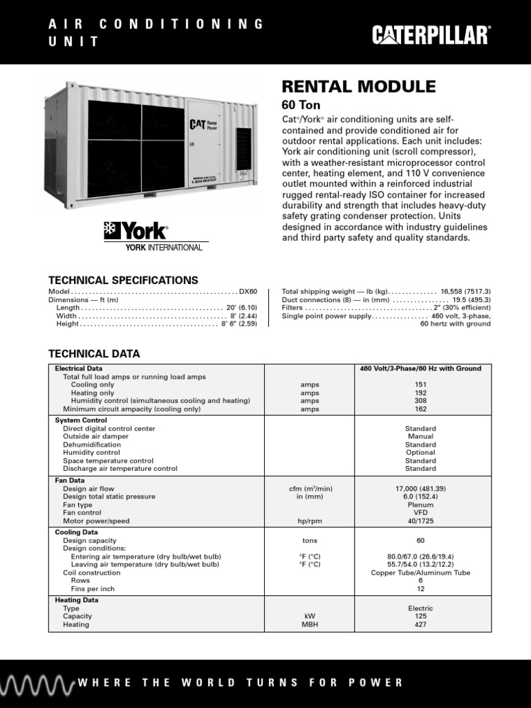 60 Tons Rental Package AC Unit | PDF | Air Conditioning | Engineering ...