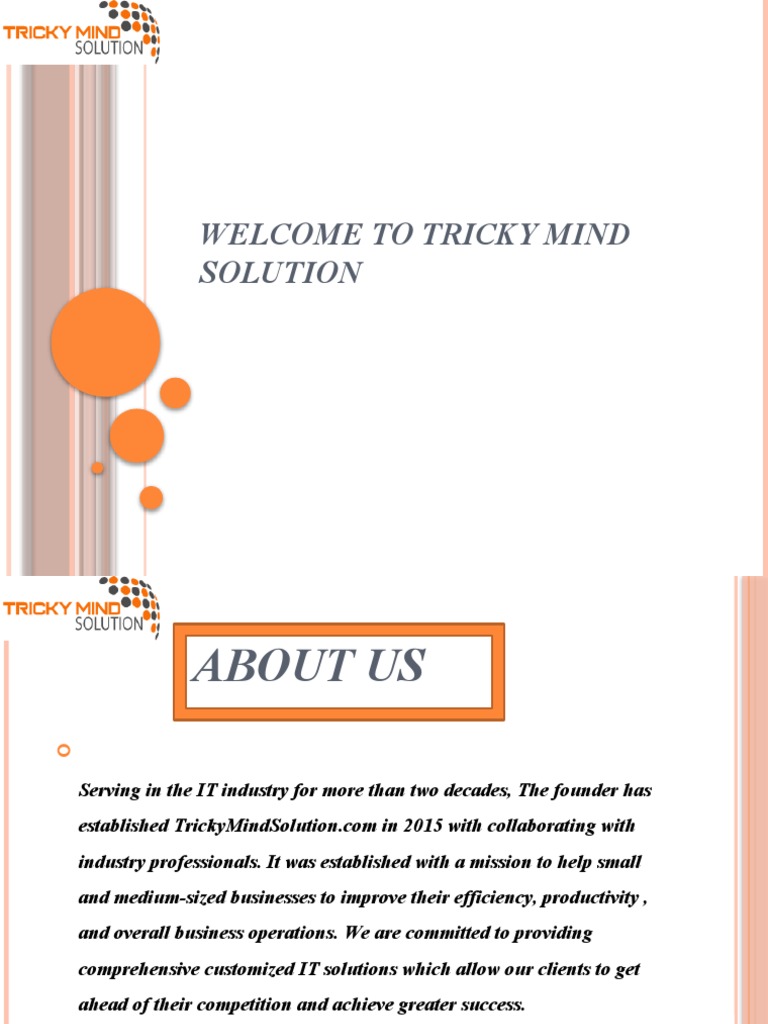 Welcome To Tricky Mind Solution | PDF | Digital Marketing | Web Application
