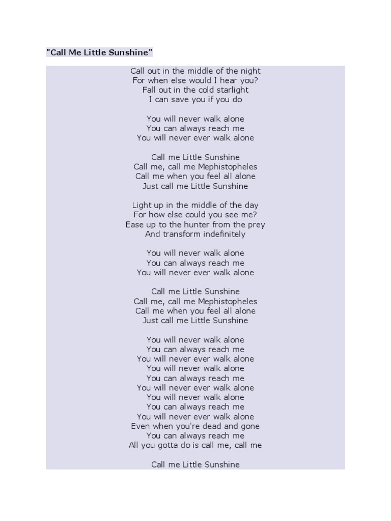 Call Me Little Sunshine | PDF