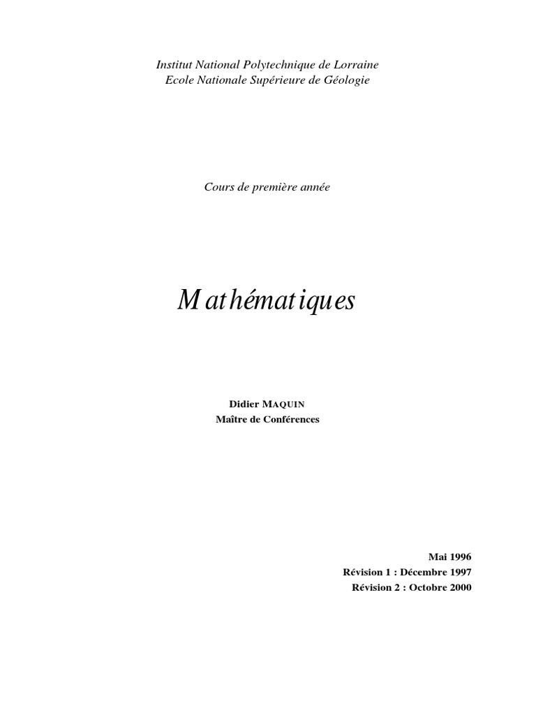 Maths | PDF | Fonction (Mathématiques) | Nombre complexe