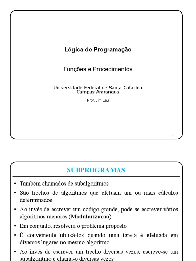 Aula 16 - Funções e Procedimentos V2.0 | PDF