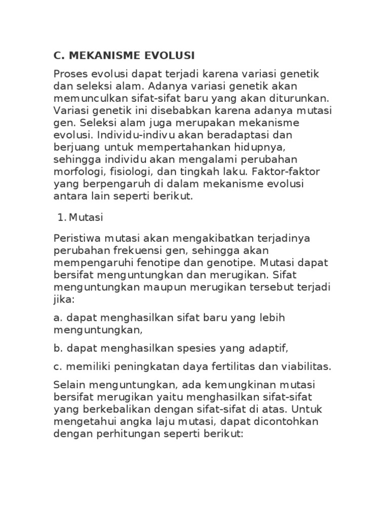 Mekanisme Evolusi | PDF