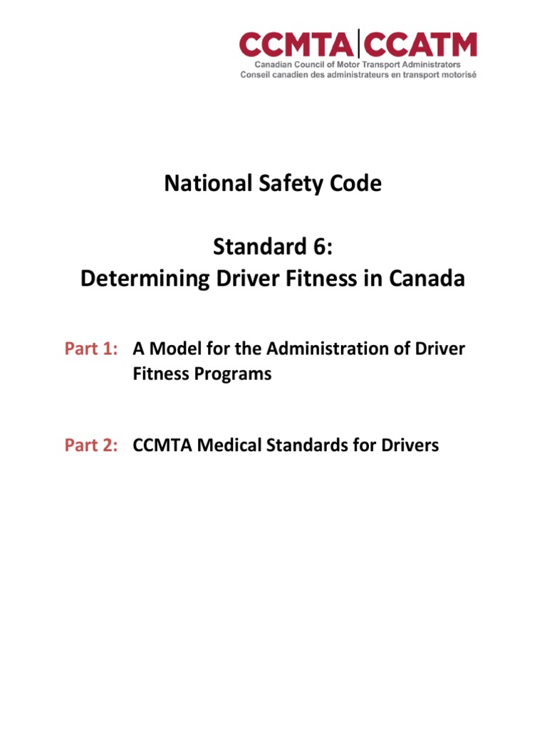 National Safety Code Standard 6 - Determining Fitness To Drive in ...