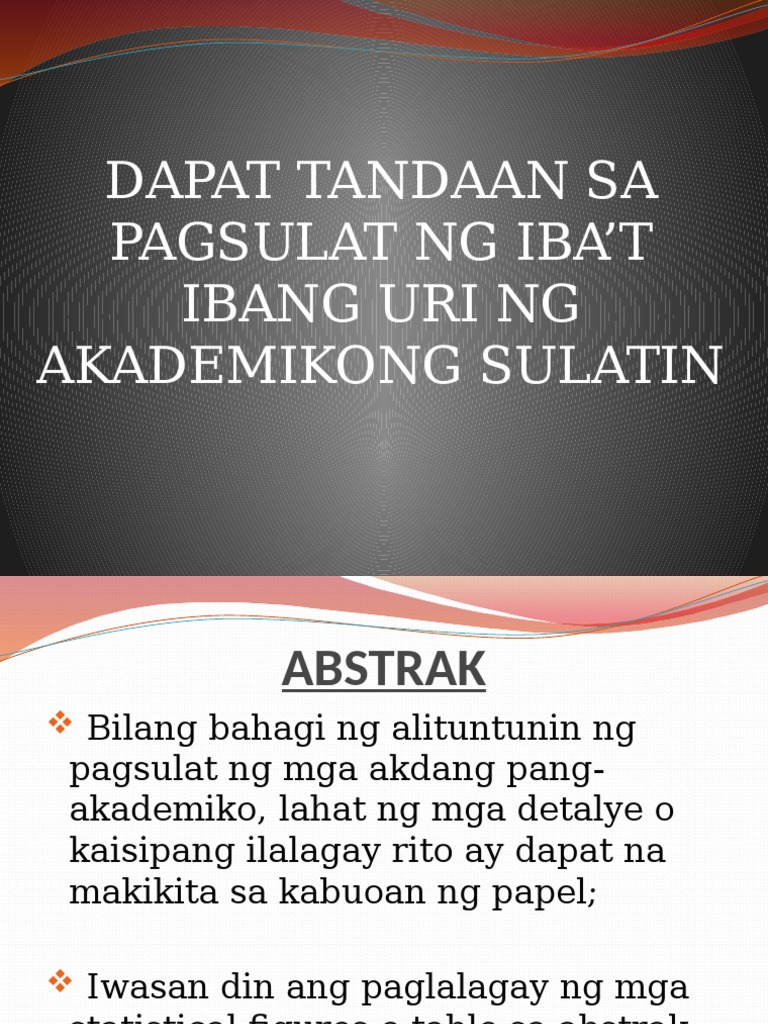 Dapat Tandaan Sa Pagsulat NG Akademikong Sulatin 2 | PDF