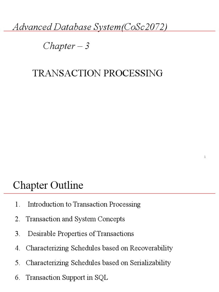 Chapter - 3 TRANSACTION PROCESSING | PDF | Database Transaction | Computer Engineering