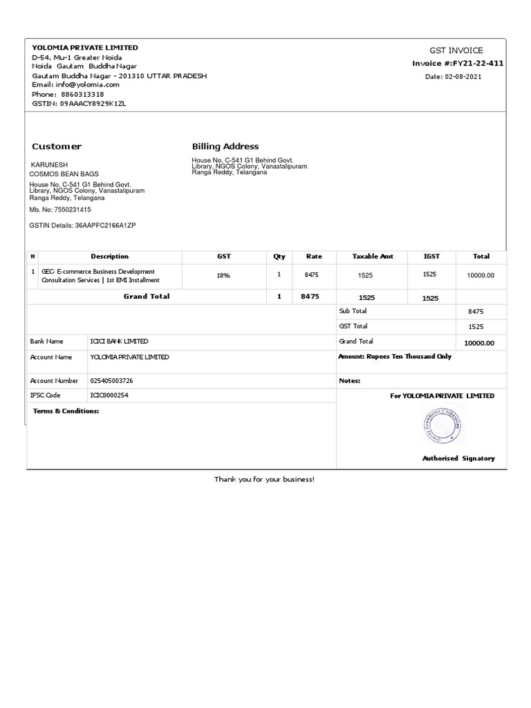 Invoice Cosmos Bean Bags | PDF | Sales | Economies