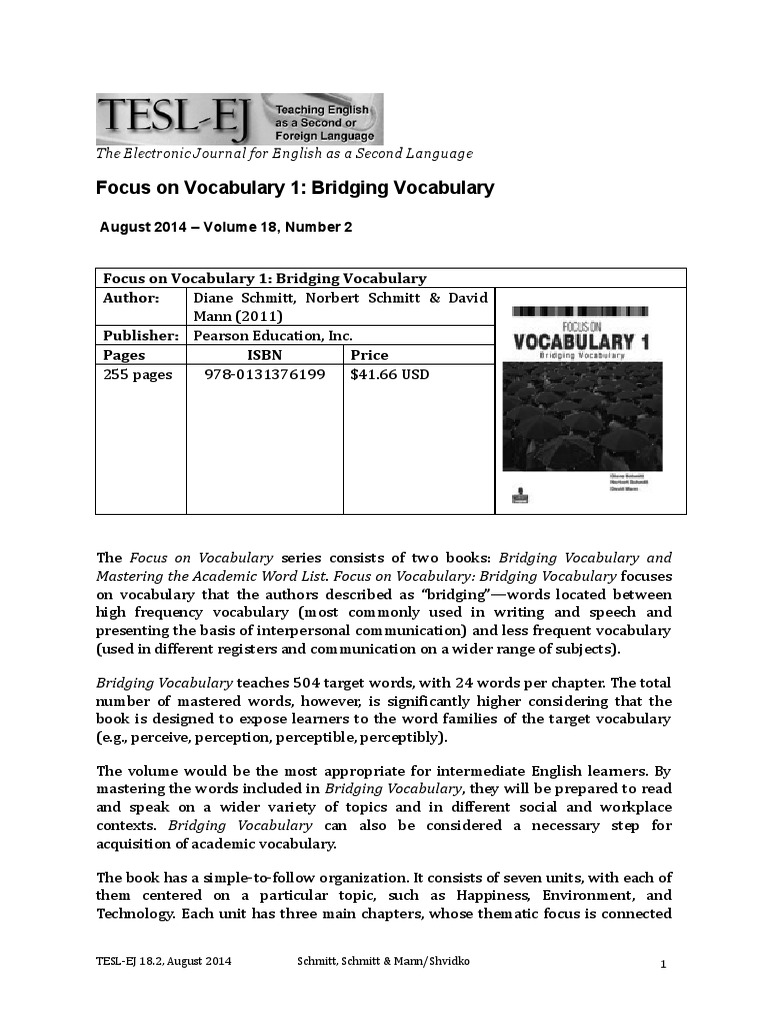 Focus On Vocabulary 1: Bridging Vocabulary | PDF | Vocabulary | Reading ...
