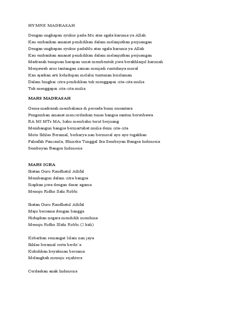 Teks Mars Madrasah | PDF