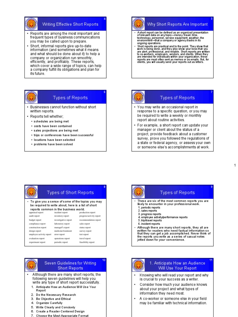 Writing Effective Short Reports Why Short Reports Are Important | PDF ...