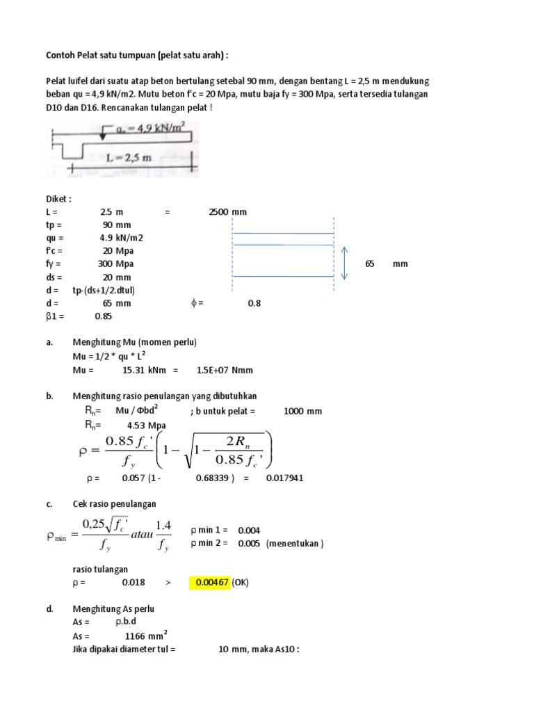 Contoh Soal Pelat Satu Arah 1 | PDF