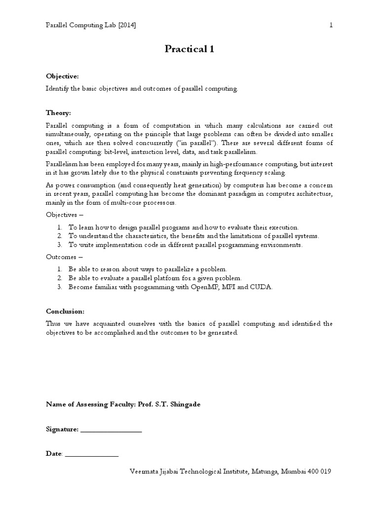 Parallel Computing Lab Manual PDF | PDF | Software Development | Computer Engineering