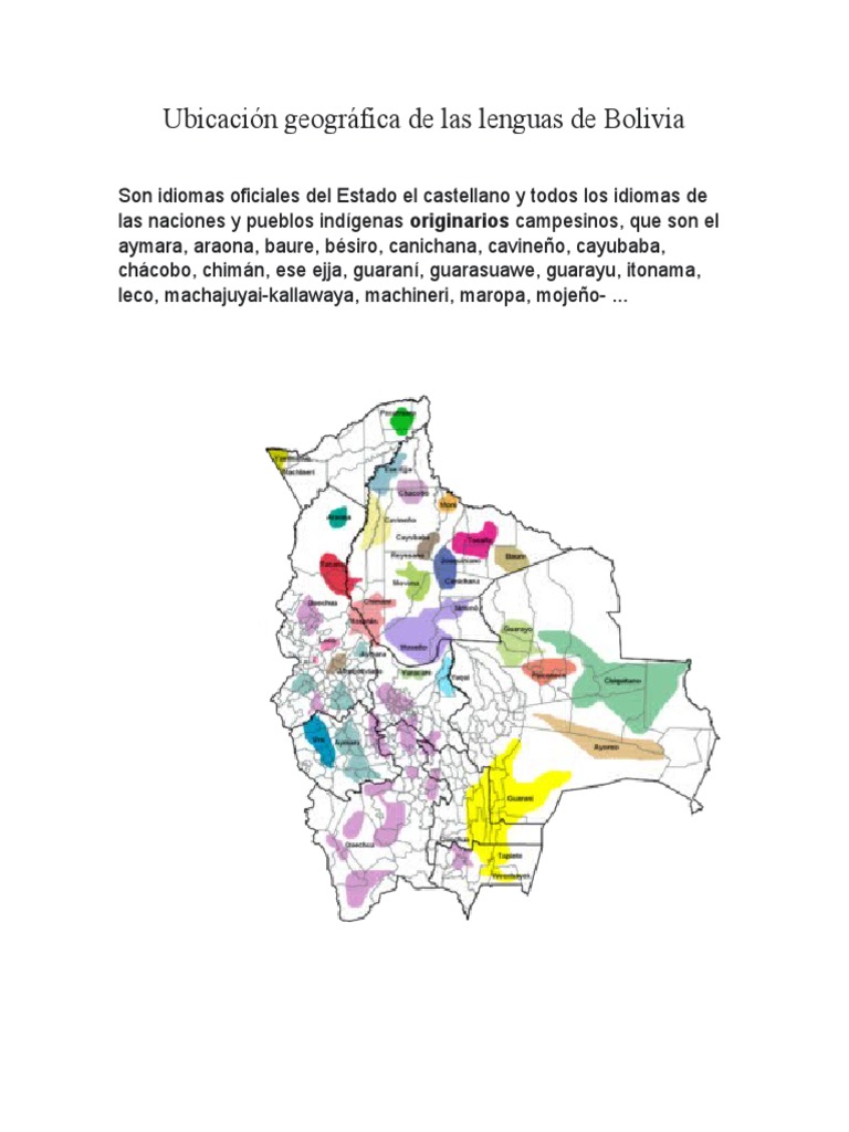 Ubicación Geográfica de Las Lenguas de Bolivia | PDF