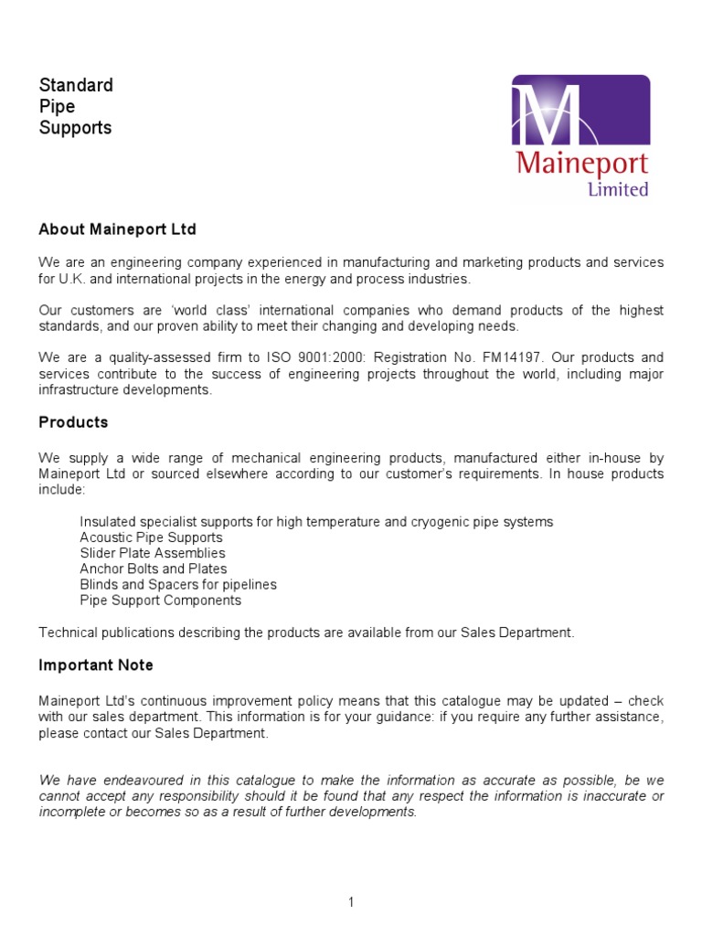 Standard Pipe Supports | PDF | Pipe (Fluid Conveyance) | Screw