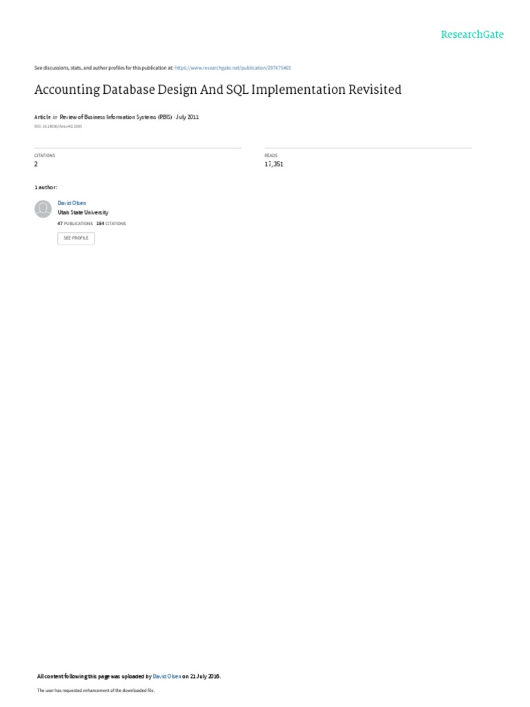 Accounting Database Design and SQL Implementation | PDF
