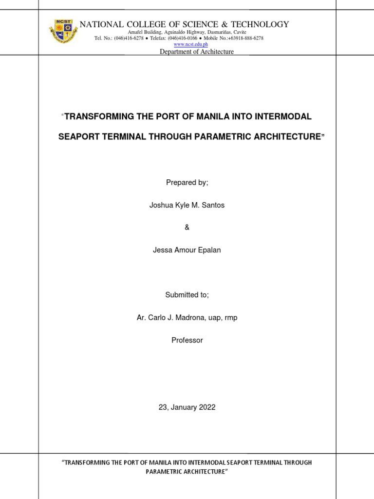 Transforming The Port of Manila Into Intermodal Seaport Terminal ...