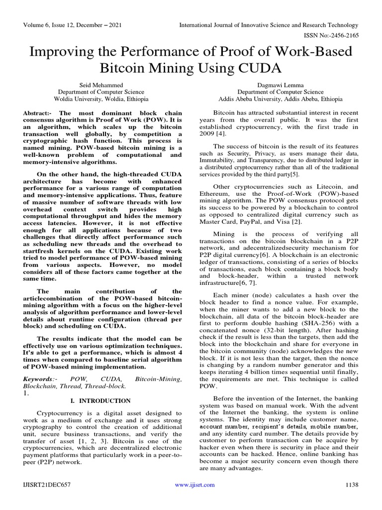 Improving The Performance of Proof of Work-Based Bitcoin Mining Using ...